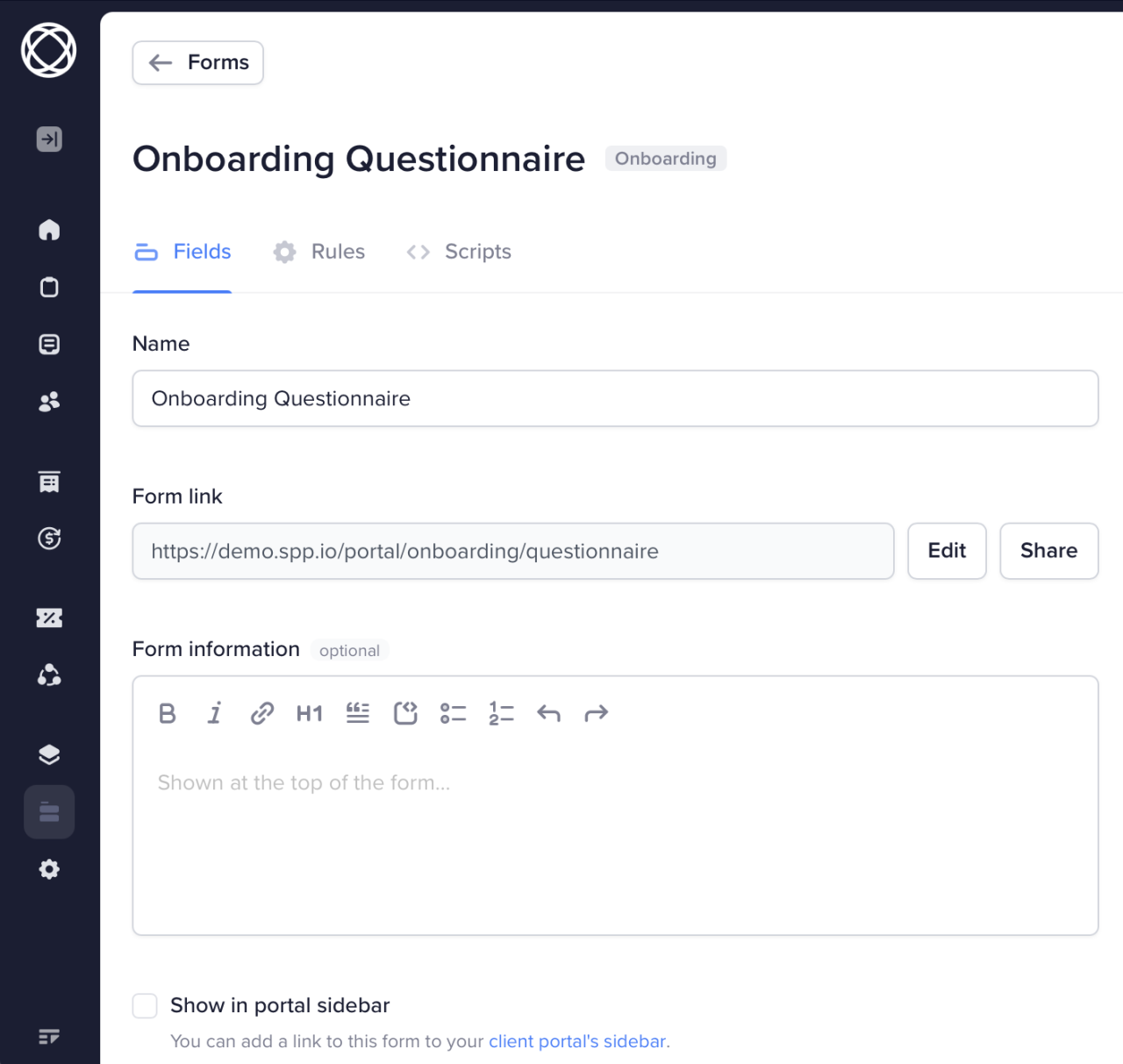 Agency Form Builder // Wayfront
